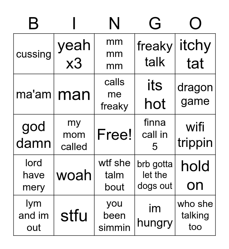 robbie Bingo Card