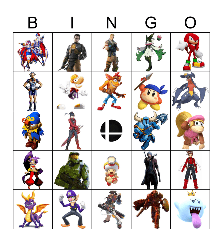 Super Smash Bros Bingo Card