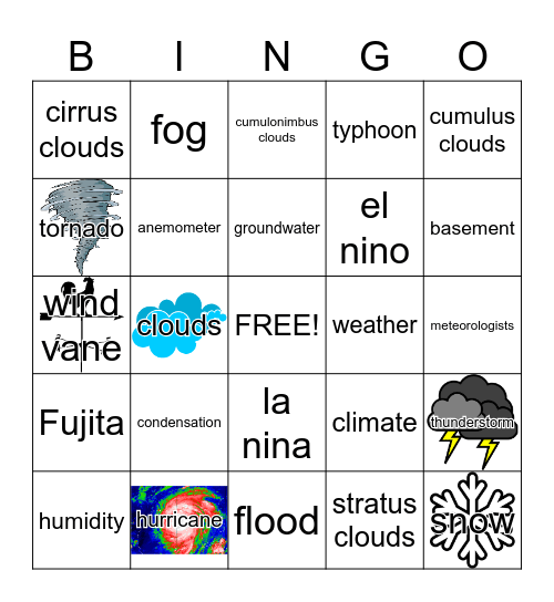 Weather Bingo Card