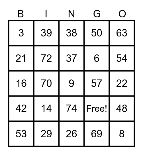 Multi-Day Bingo Attendance Game Bingo Card