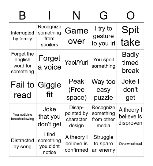 Untitled Bingo Card