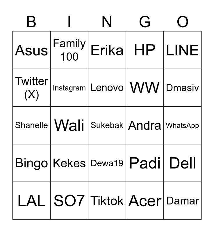 Edric Bingo Card