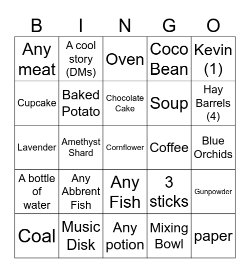 Lily-Tail Bingo Card