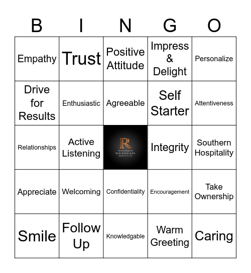 Hospitality Bingo Card