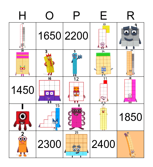 Number blocks Bingo Card