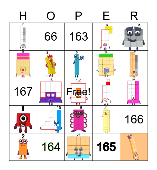 Number blocks Bingo Card