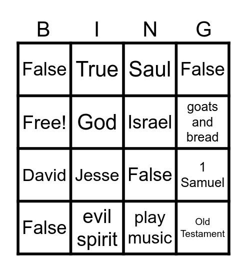 David and Saul! Bingo Card