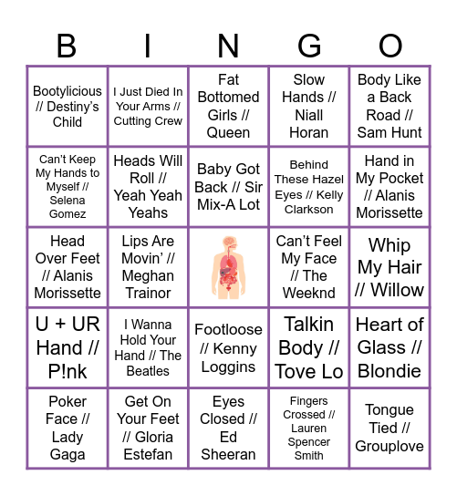 Body Talk Bingo Card