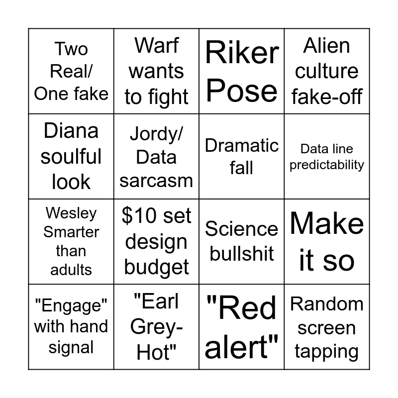 Star Trek Bingo Card