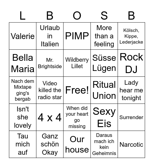 Extreme! Bingo Card