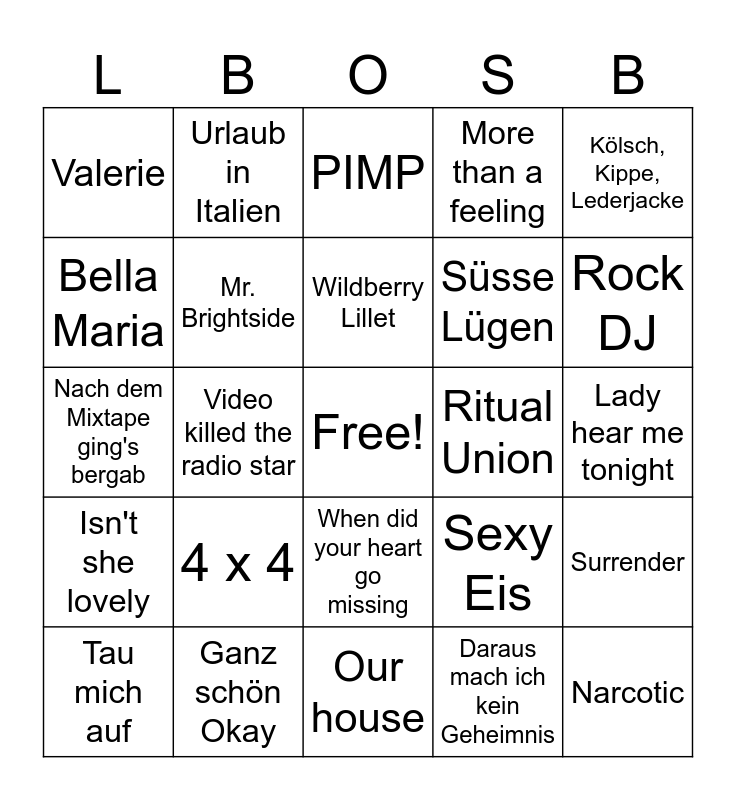 Extreme! Bingo Card