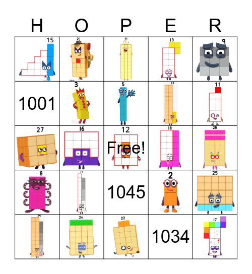 Number blocks Bingo Card