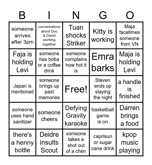 Buzz Bingo Card