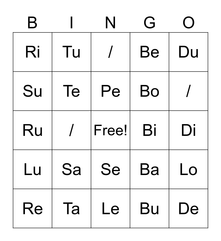 SILABA Bingo Card