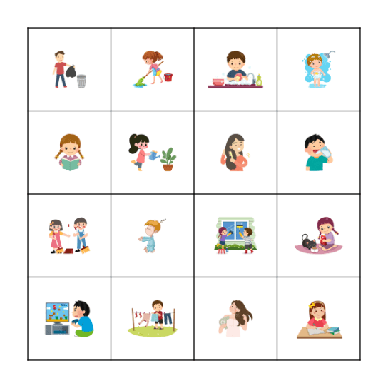 Past continuous tense bingo Card