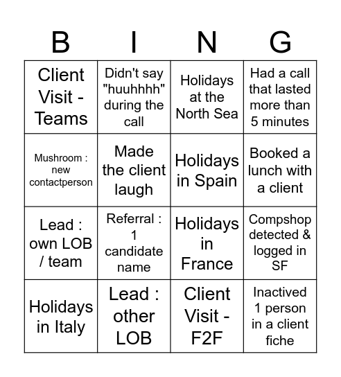Sales Day 03.07 - PM Bingo Card