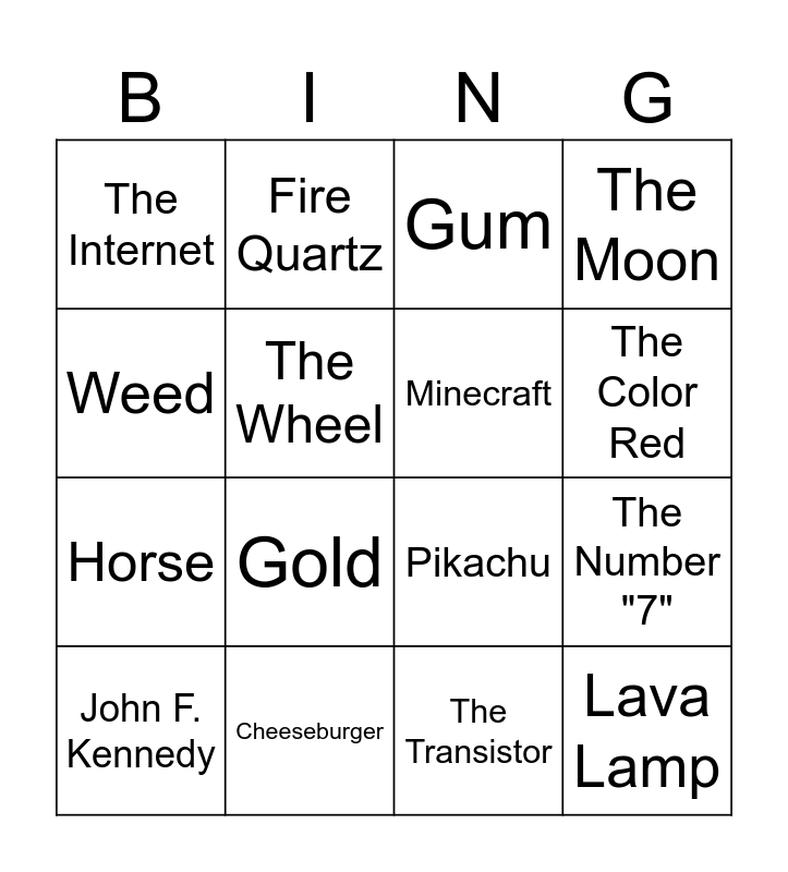 Infinite Craft Bingo Card