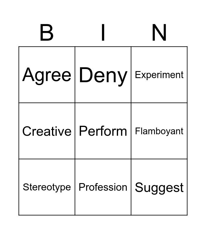 Word Formation Bingo Card