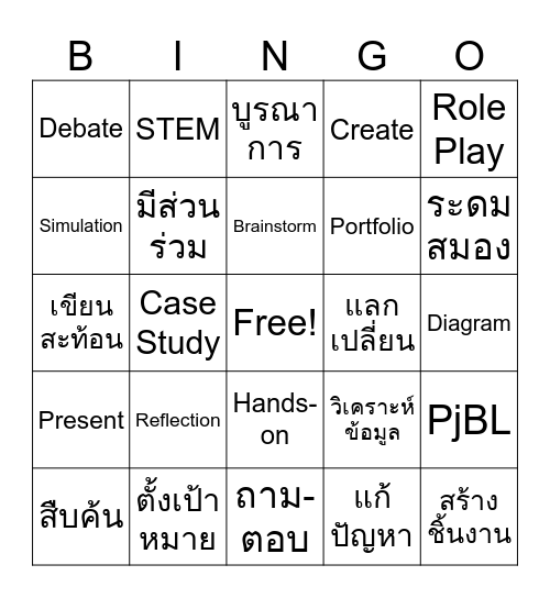 Active Learning Bingo Card