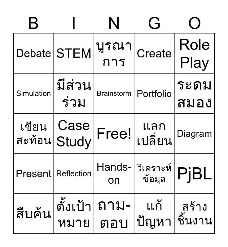 Active Learning Bingo Card
