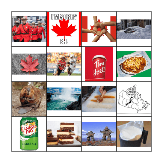 All About Canada Bingo! Bingo Card