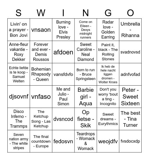 Hanema Familiedag Bingo Card