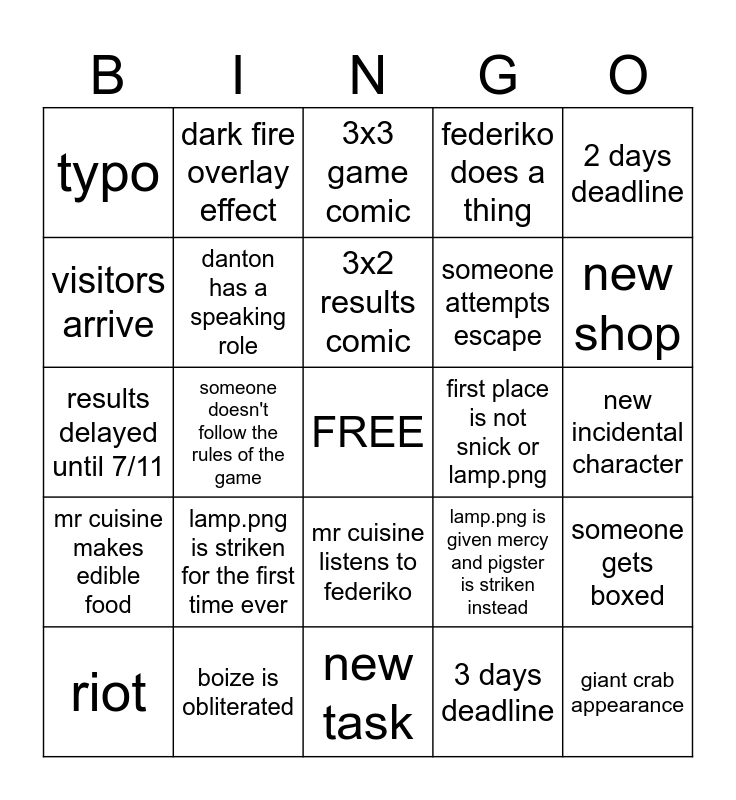 pgp bingo sheet Bingo Card