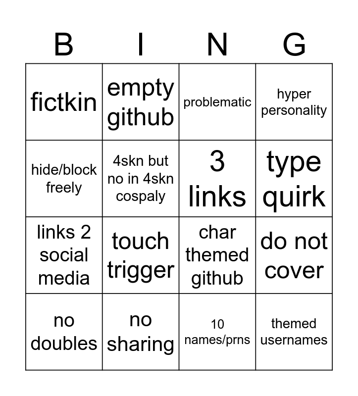 ponytown github bingo Card
