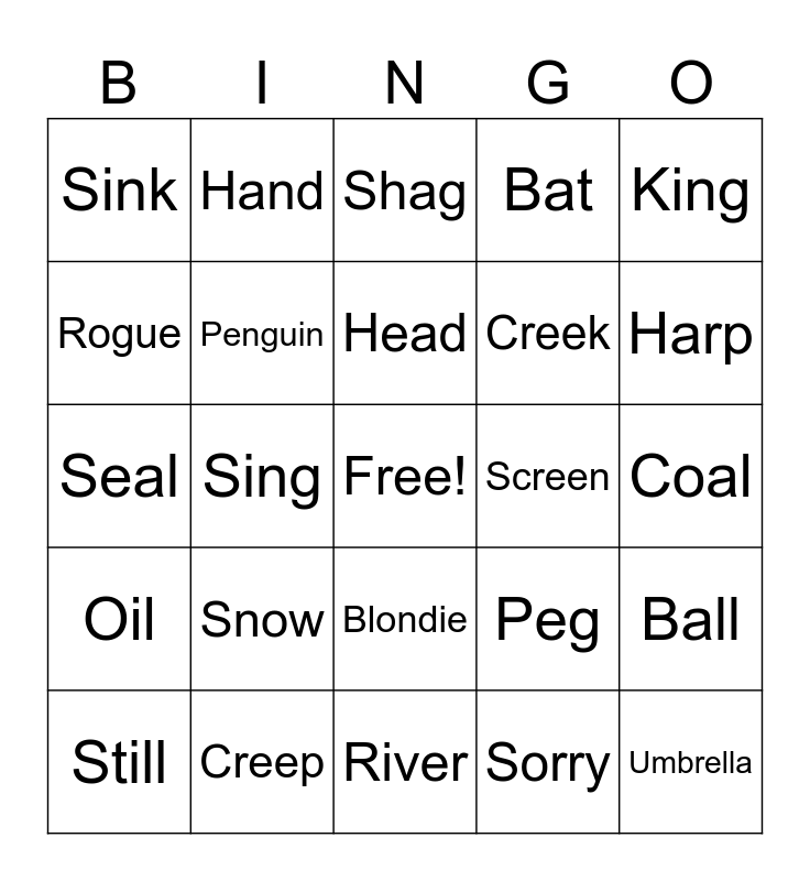 TRingo! #20 2 Clues 1 Answer! Bingo Card