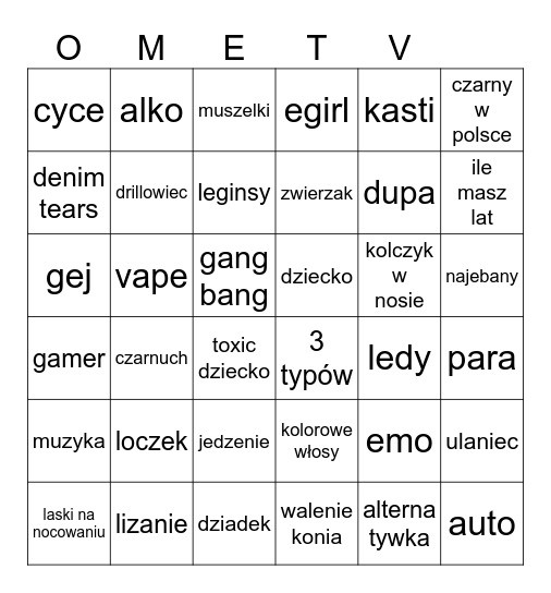 Ome bingo Card