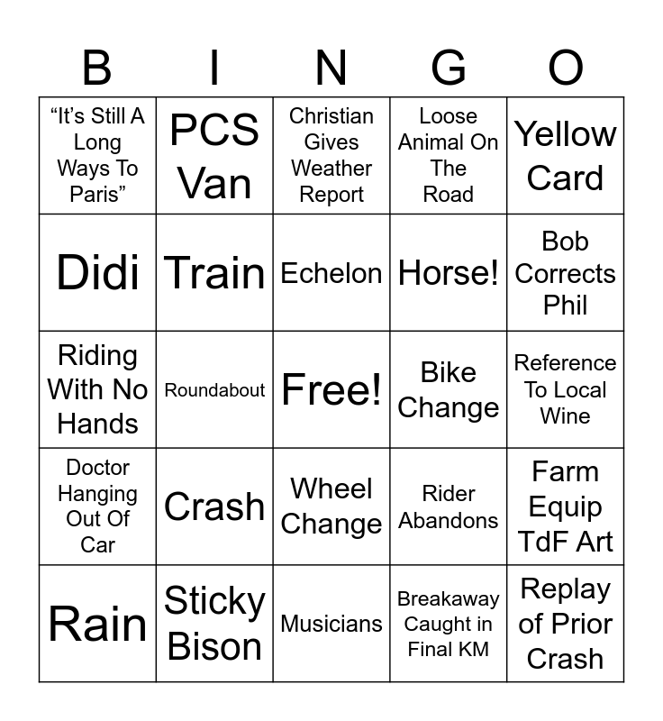 Stage 2 Pub Bingo! Bingo Card