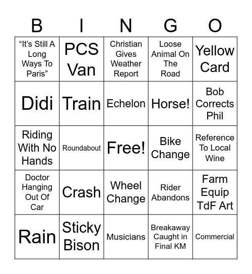 Pub Bingo! Bingo Card
