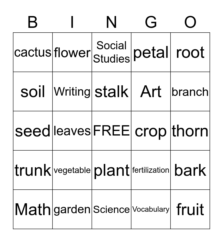 Plants Bingo Card