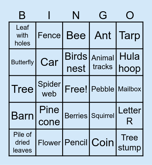 Scavenger Hunt Bingo Card