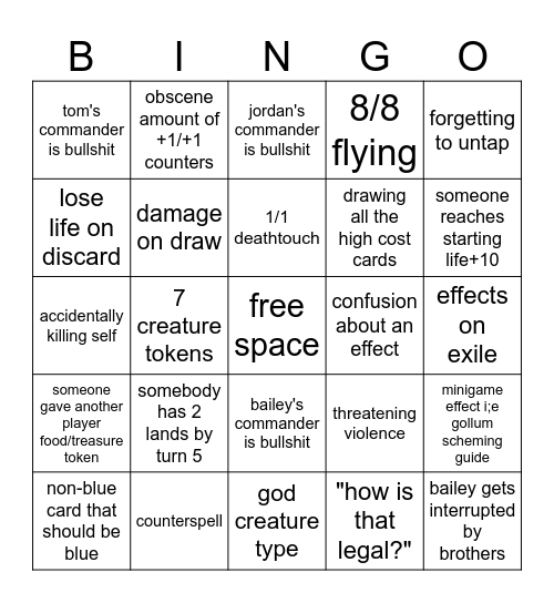 mtg Bingo Card
