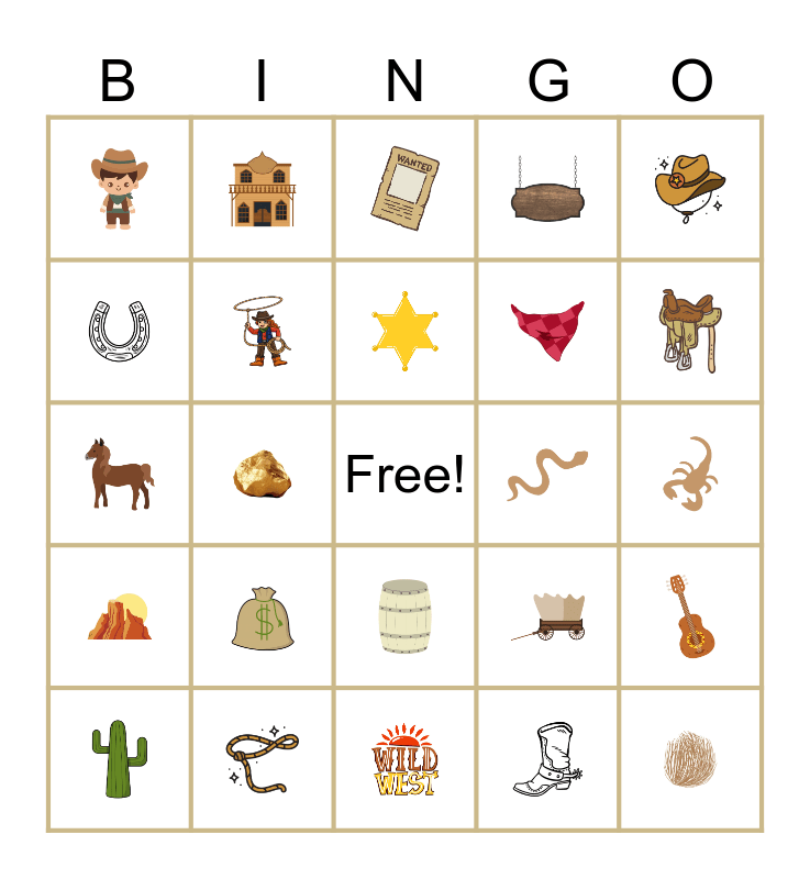 Wild West Bingo Card