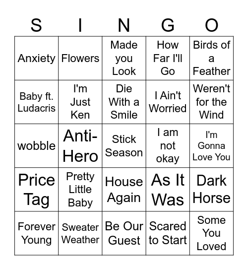 Tik Tok Trend Bingo Card