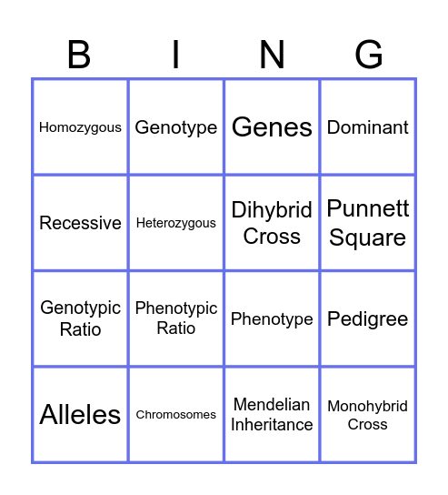 Decode YOUR GENETIC vocabulary Bingo Card