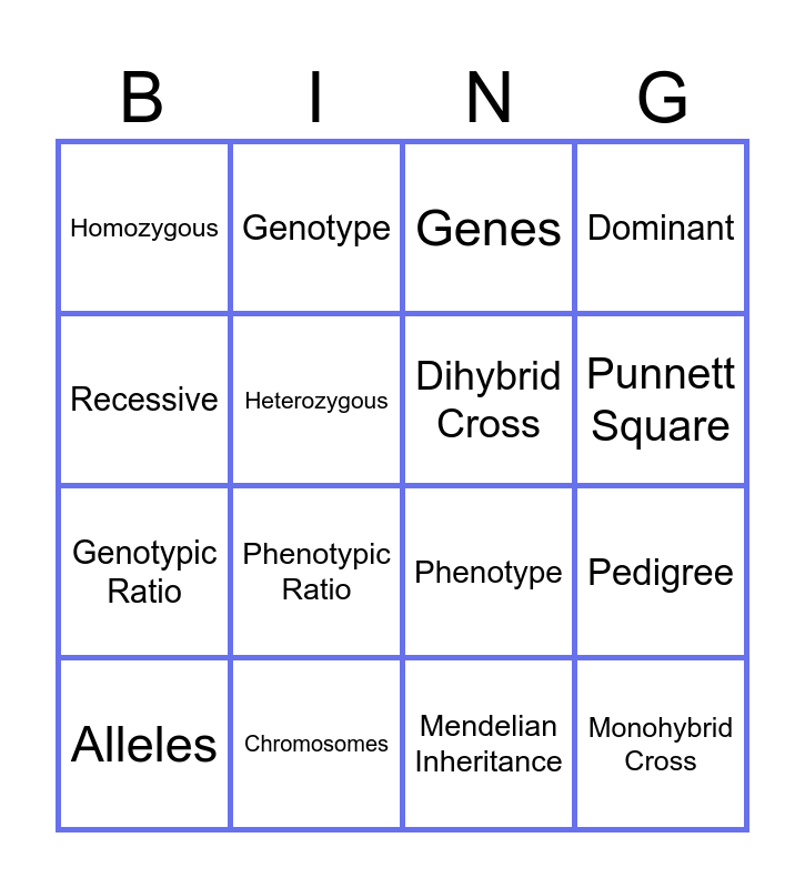 Decode YOUR GENETIC vocabulary Bingo Card