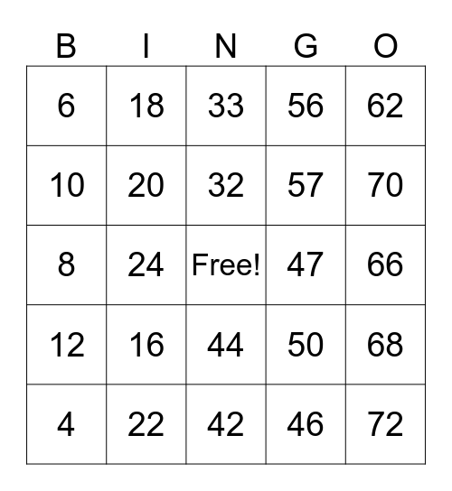 Clark Bingo Card