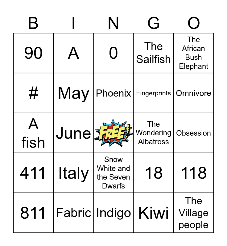 Trivia Bingo Card