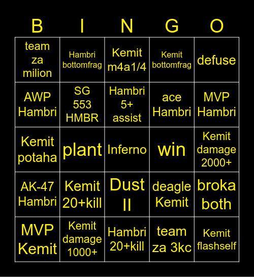 CS2 w/Kemit, Hambri Bingo Card