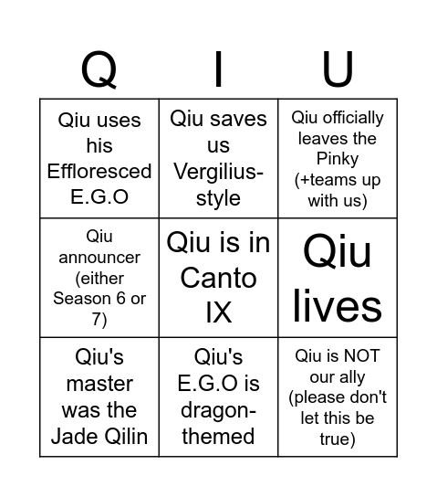 QIU BINGO Card