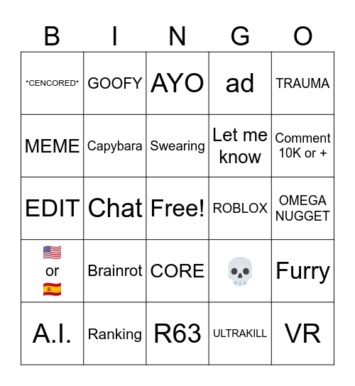 Youtube memes Bingo Card