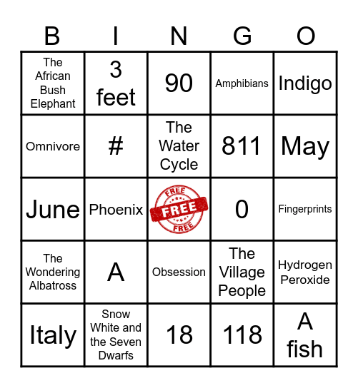 Trivia Bingo Card