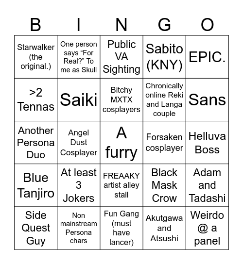 Connecticon 2025 Bingo Card