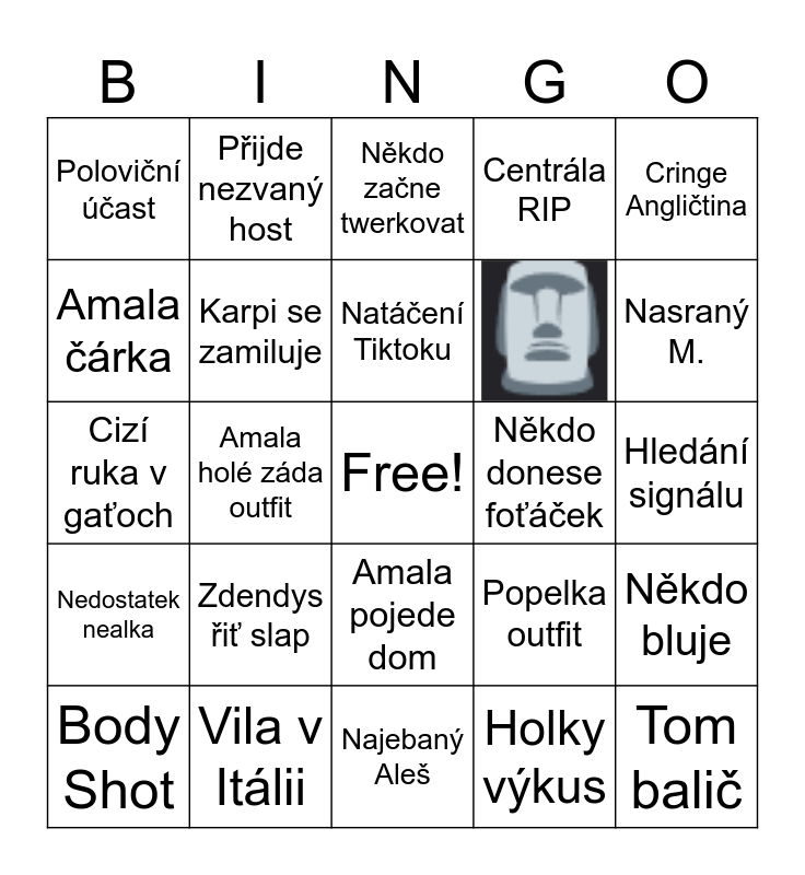 Oslava Bingo Card
