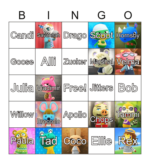 ACNH NYOOOOOM Villager Hunting Bingo! Bingo Card