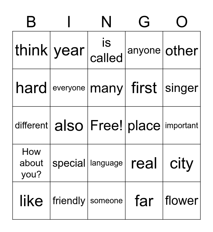 Fun in England Bingo Card