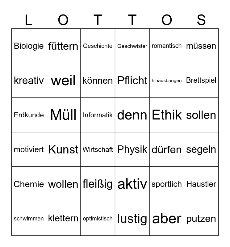 Rückblick Lotto: IK2 Kapitel 5 Bingo Card